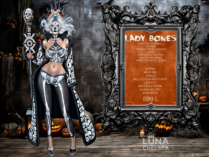 Second Life Marketplace - ️, Lady Bones, Halloween Costume all Included,